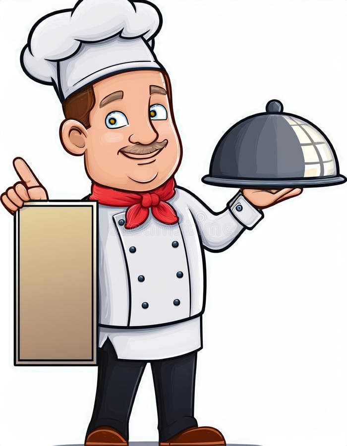 Illustrated Chef with Lunch Menu Stock Illustration - Illustration of ...