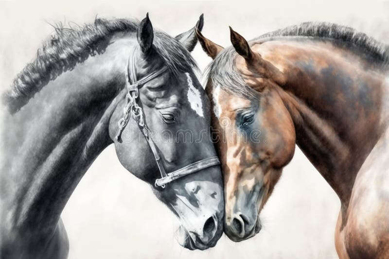 Portrait of two horses stock illustration. Illustration of rein - 271287904