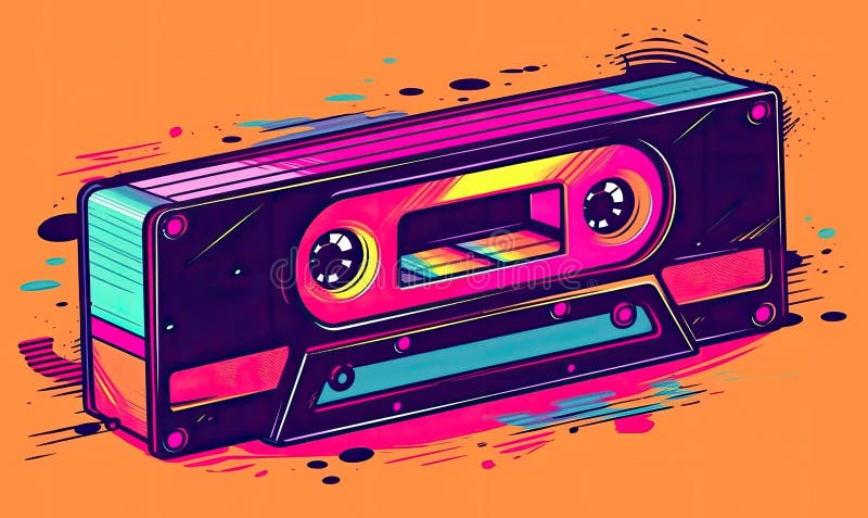 Illustrated Colorful Cassette Tape Pattern Design Creating Using ...