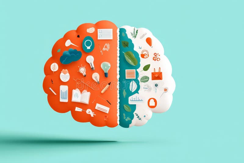 Illustrated Conceptual Brain Diagram Representing Dual Thinking ...