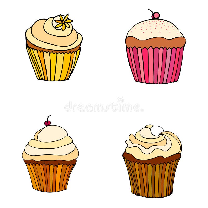 Illustrated Cute Abstract Cupcakes Stock Illustrations – 9 Illustrated ...