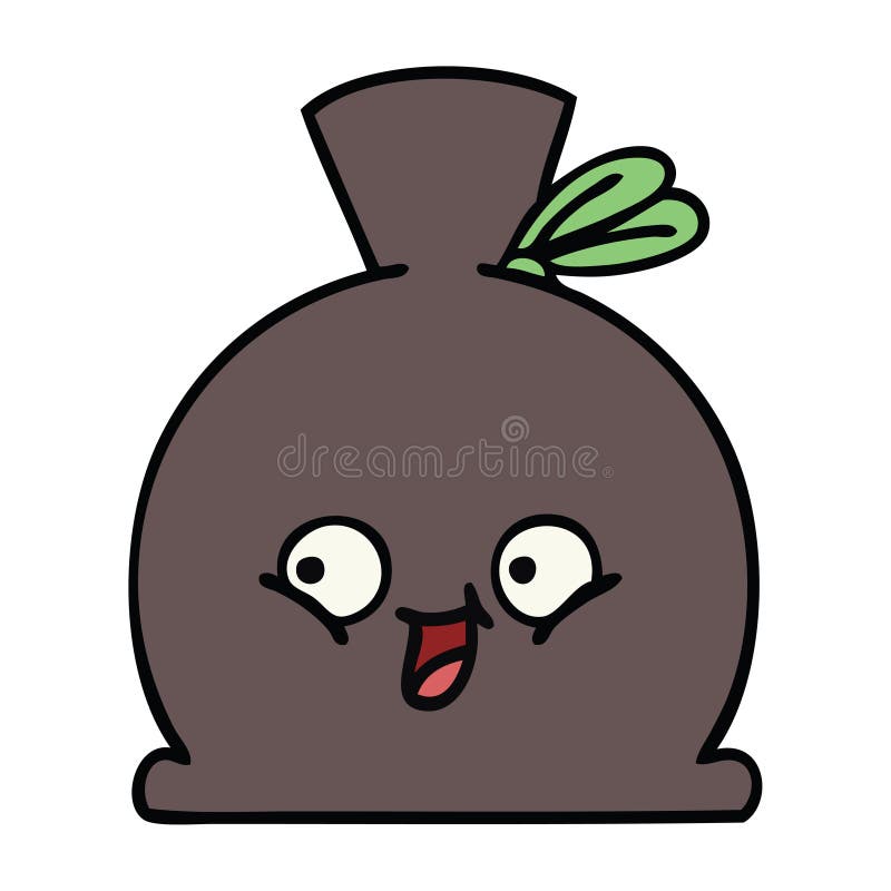 Cute cartoon of a sack stock vector. Illustration of drawing - 145964251