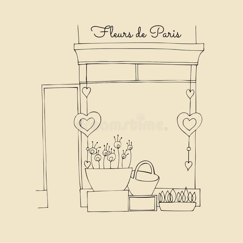 Illustrated Cute Flower Shop Stock Vector - Illustration of heart ...