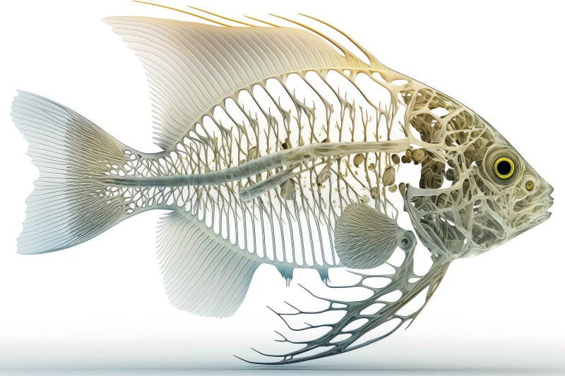 Detailed Fish Skeleton on White Background Stock Illustration ...