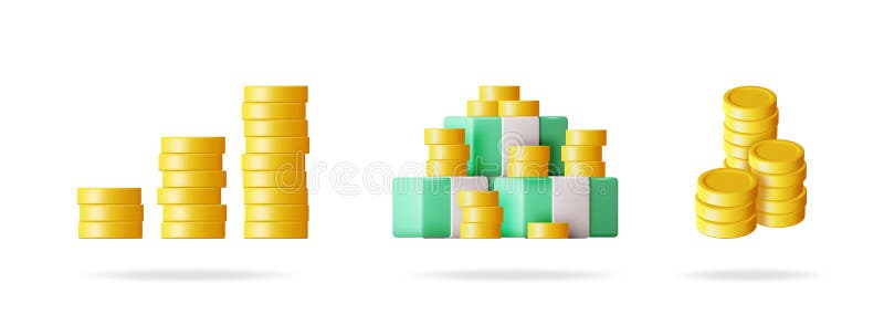 Illustrated 3d Vector Render of Gold Coin Stack Stock Vector ...
