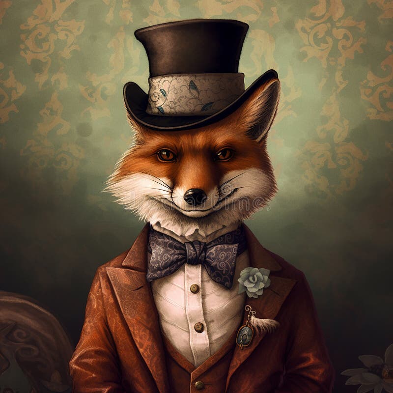 Illustrated Dapper Fox Dressed Fancy. Ai Generated. Stock Illustration ...