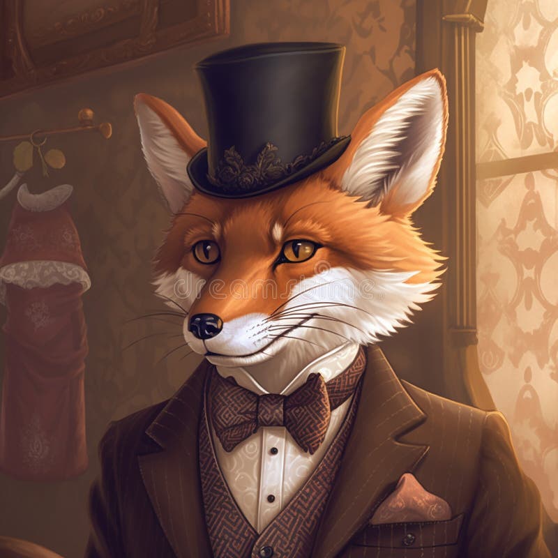 Illustrated Dapper Fox Dressed Fancy. Ai Generated. Stock Illustration - Illustration of silly ...