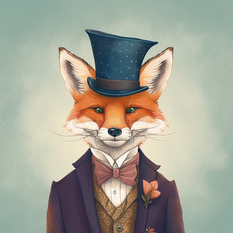 Illustrated Dapper Fox Dressed Fancy. Ai Generated. Stock Illustration ...