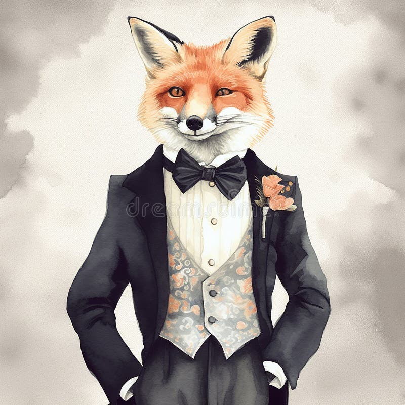 Illustrated Dapper Fox Dressed Fancy. Ai Generated. Stock Illustration - Illustration of dapper ...