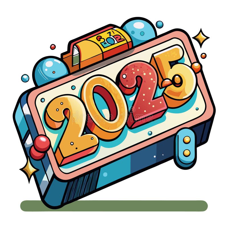 Illustrated 2025 Dialog Box with Fun Cartoon Characters, Bright Digital ...