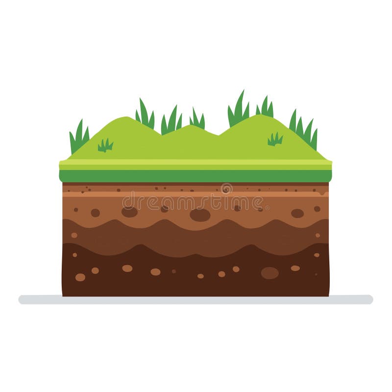 Illustrated Earth Cross-section with Green Grass and Distinct ...