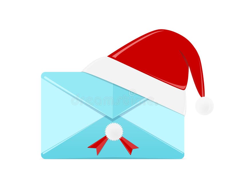 Illustrated Email with Santa Hat Cover it Stock Illustration ...