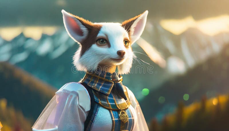 Illustrated Fox on the Mountains Stock Illustration - Illustration of ...