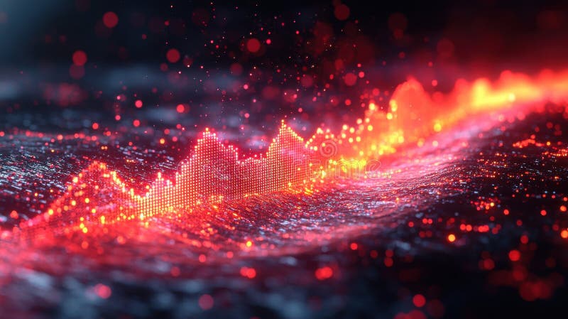 Illustrated Glowing Red Line Graph Rapidly Decreasing with Vibrant ...