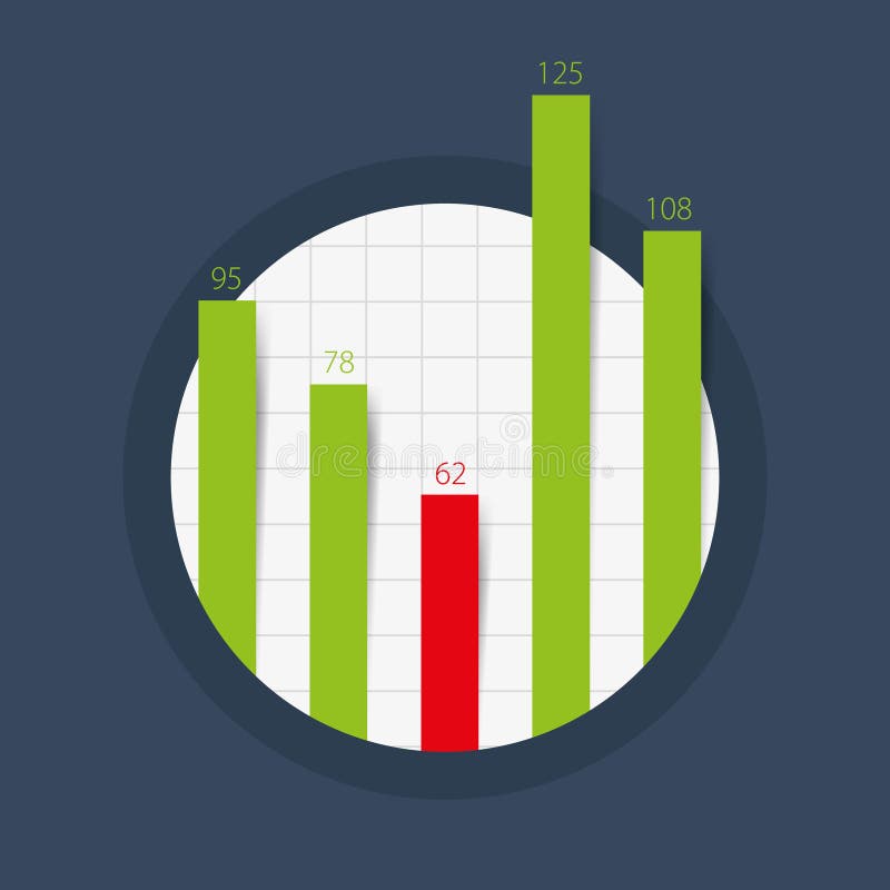 Red Circular Graph With A Green Arrow Stock Illustration - Illustration ...
