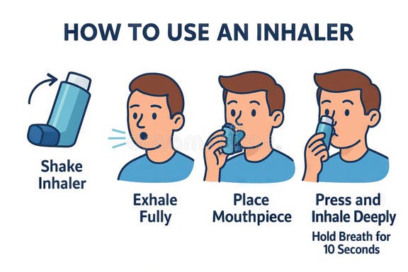Illustrated Guide on How To Use an Inhaler with Step-by-step ...