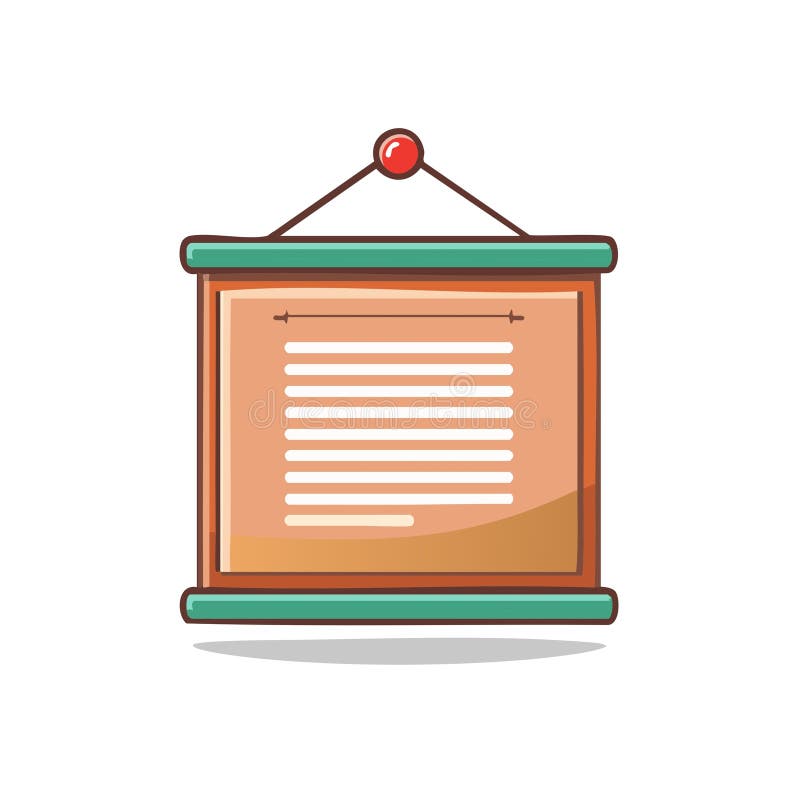 Illustrated Hanging Sign Board with Text Lines and Red Pin Stock Vector ...