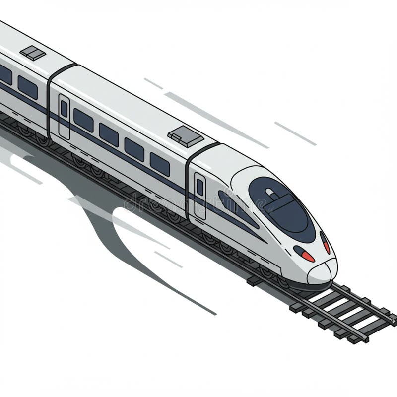 Illustrated High-speed Train with a Sleek, Aerodynamic Design ...