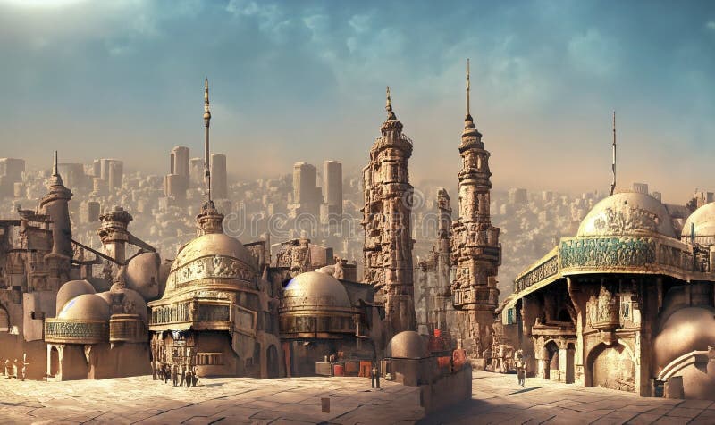 Historical City Fantasy Design Stock Illustration - Illustration of ...