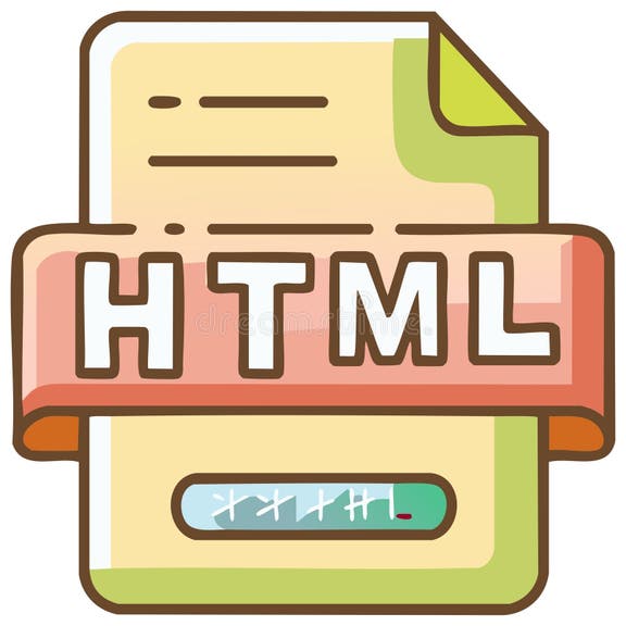 Illustrated HTML File Icon with Text and Coding Symbols Stock ...