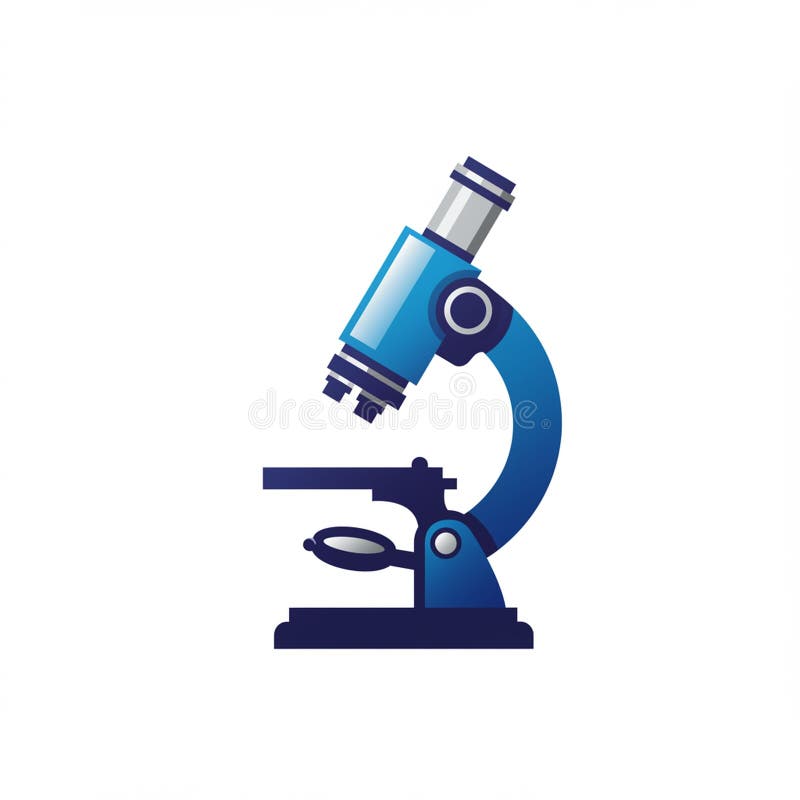 Illustrated Image of a Blue Microscope, Featuring a Simplified Design ...