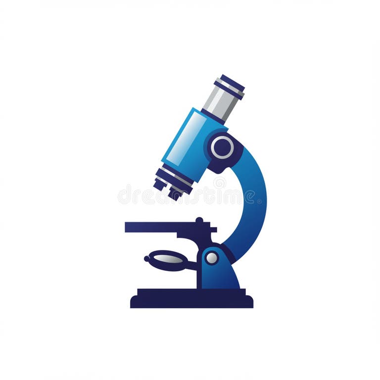 Illustrated Image of a Blue Microscope, Featuring a Simplified Design ...