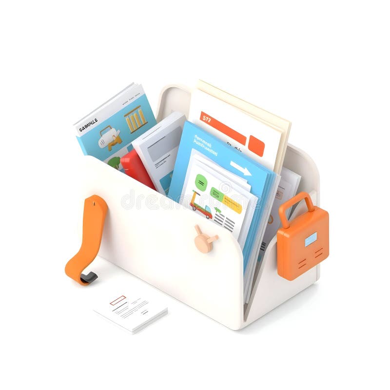 An Illustrated Image of a Document Organizer with Various Files Inside ...
