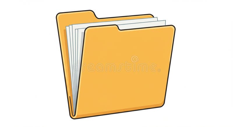 A Yellow File Cabinet Icon with Open Drawers Isolated on a White ...
