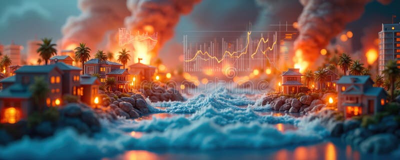Illustrated Infographic Comparison Natural Disaster Frequencies. City ...