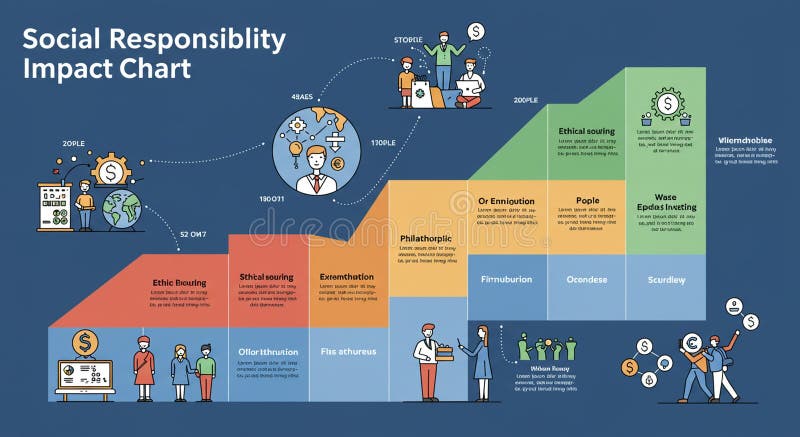 Illustrated Infographic Titled "Social Responsibility Impact Chart ...