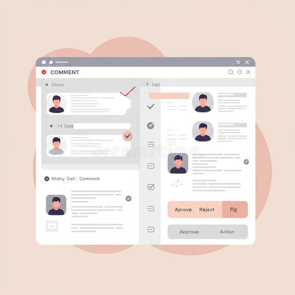 An Illustrated Interface Resembling a Comment Management System. it ...