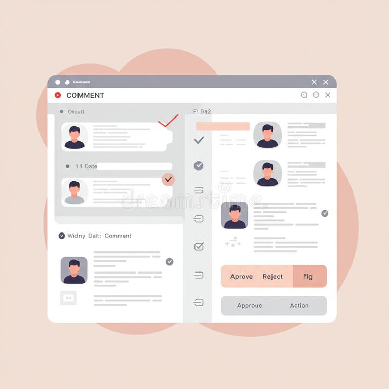 An Illustrated Interface Resembling a Comment Management System. it ...