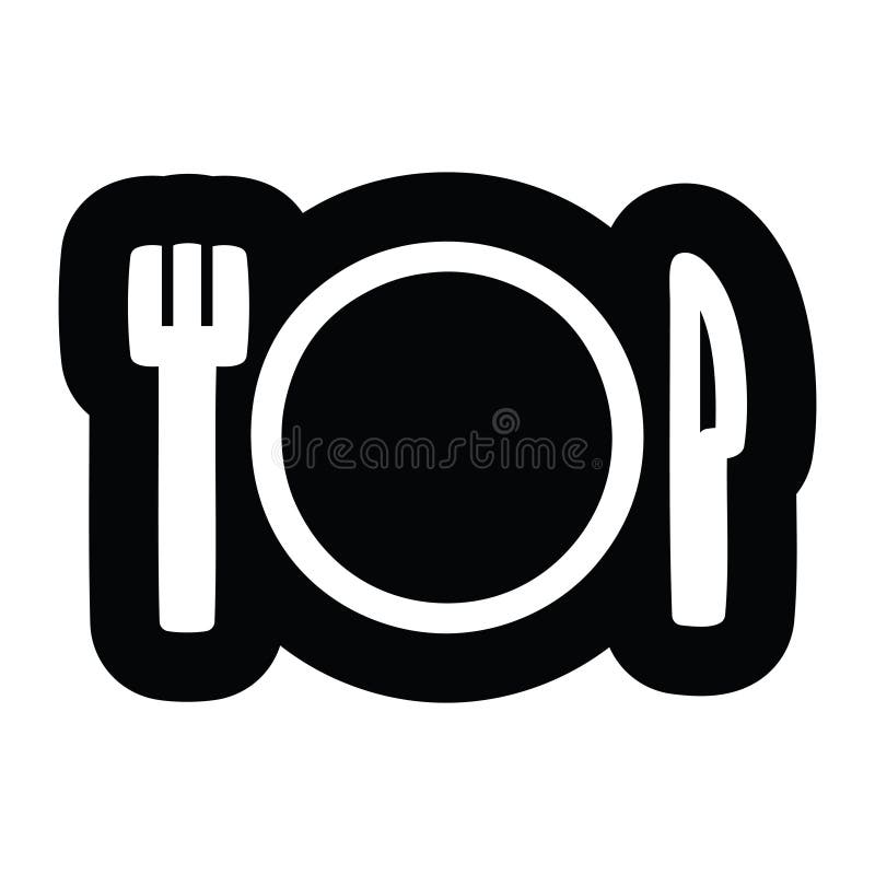 Knife Fork and Plate Icon Symbol Stock Vector - Illustration of icon ...