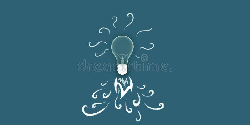 An Illustrated Light Bulb with Decorative Swirls on a Teal Background ...