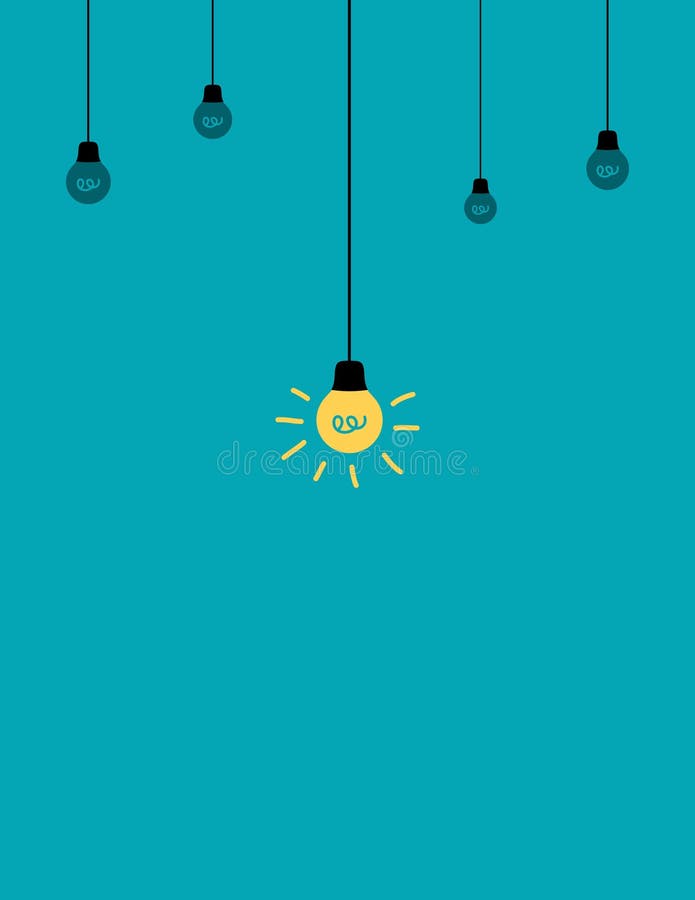 Illustrated Light Bulbs on Blue Background Simple Drawing Wallpaper ...