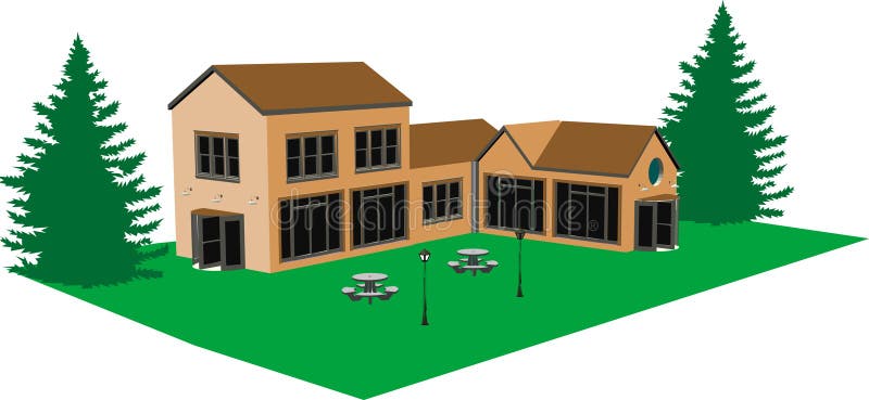 Illustrated manor home stock illustration. Illustration of yard - 2701604