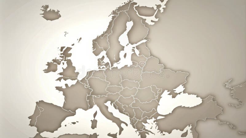 An Illustrated Map of European Countries with Embossed Borders. Generative AI Stock Illustration ...