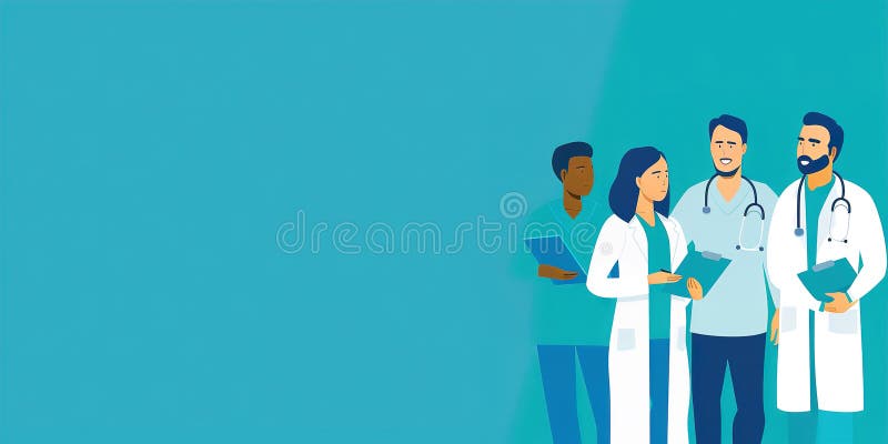 Illustrated Medical Team Discussing with Copy Space Stock Image - Image ...