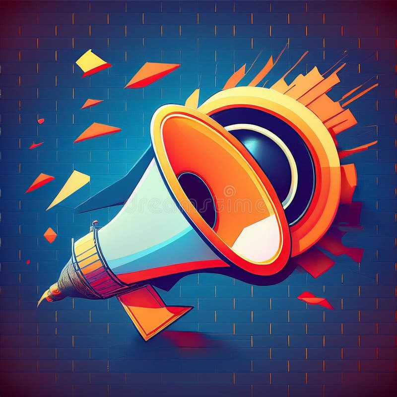 Illustrated megaphone stock illustration. Illustration of neon - 367267435