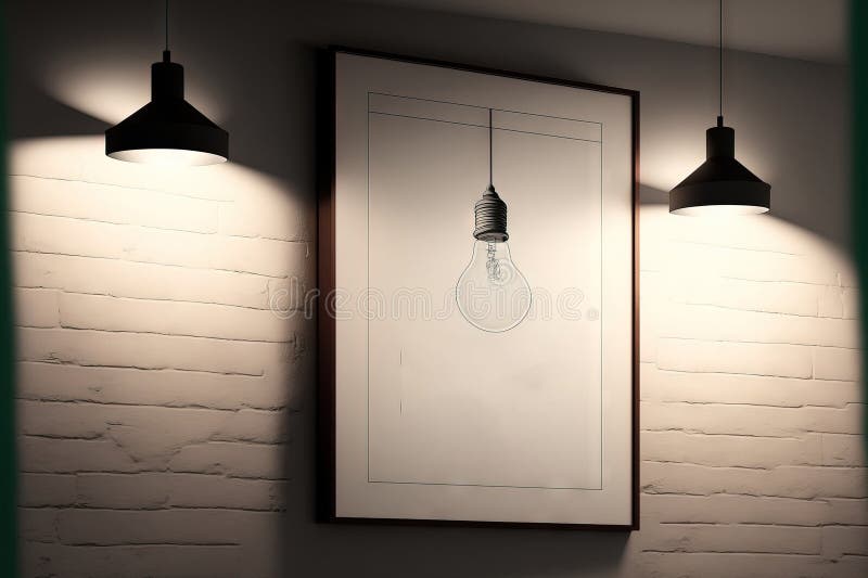 Illustrated Mock Up Poster with Ceiling Lighting Stock Illustration ...