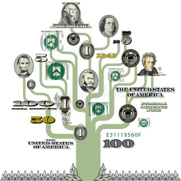 Illustrated money tree stock vector. Illustration of denomination - 6362894