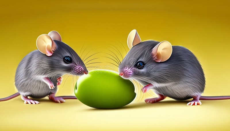 Illustrated Mouse with Olive Stock Illustration - Illustration of squirrel, rodent: 299165808