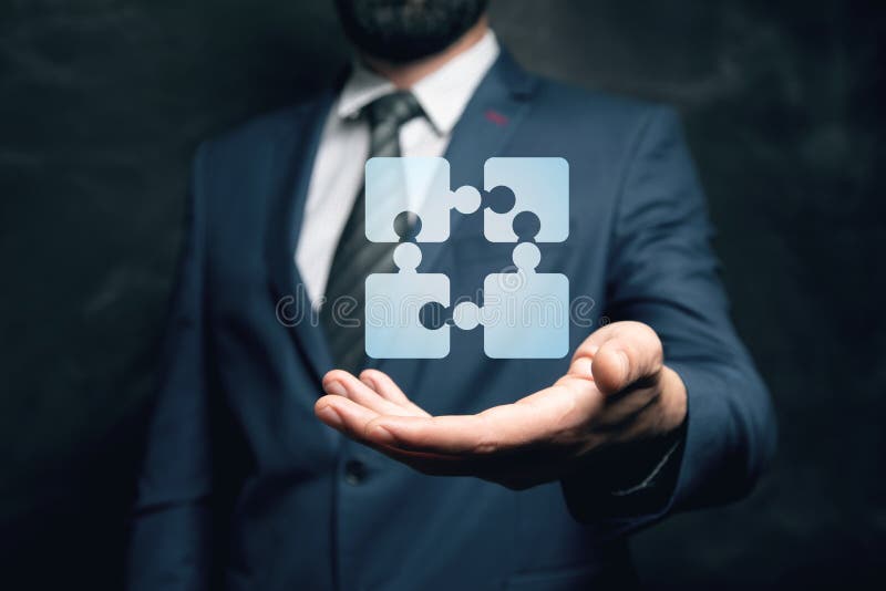 Illustrated Multi-piece Puzzle Stock Image - Image of businessman ...