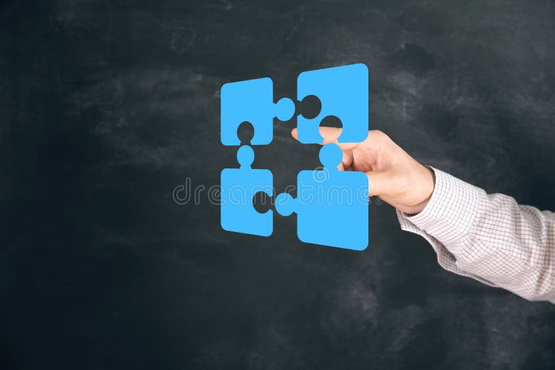 Illustrated Multi-piece Puzzle Stock Photo - Image of hand, sign: 261564136