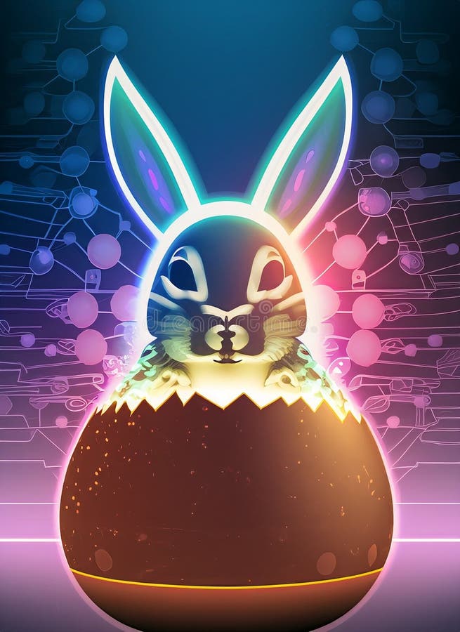 Illustrated Neon Easter Bunny Stock Illustration - Illustration of ...