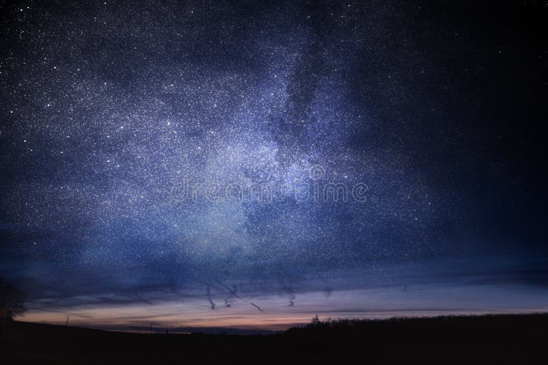 Illustrated Night Sky at Dusk. Astrology and Astronomy Concept Stock ...