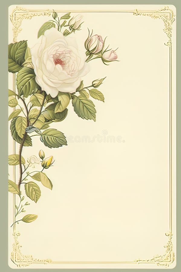An Illustrated Notepad, Thick Writing Lines, with Beautiful White Rose ...
