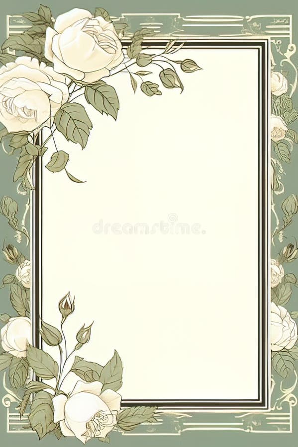 An Illustrated Notepad, Thick Writing Lines, with Beautiful White Rose ...