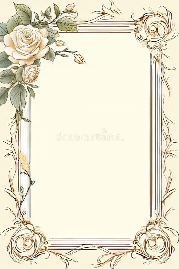 An Illustrated Notepad, Thick Writing Lines, with Beautiful White Rose ...