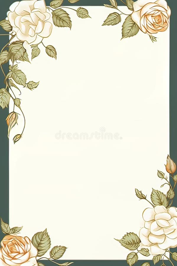 An Illustrated Notepad, Thick Writing Lines, with Beautiful White Rose ...